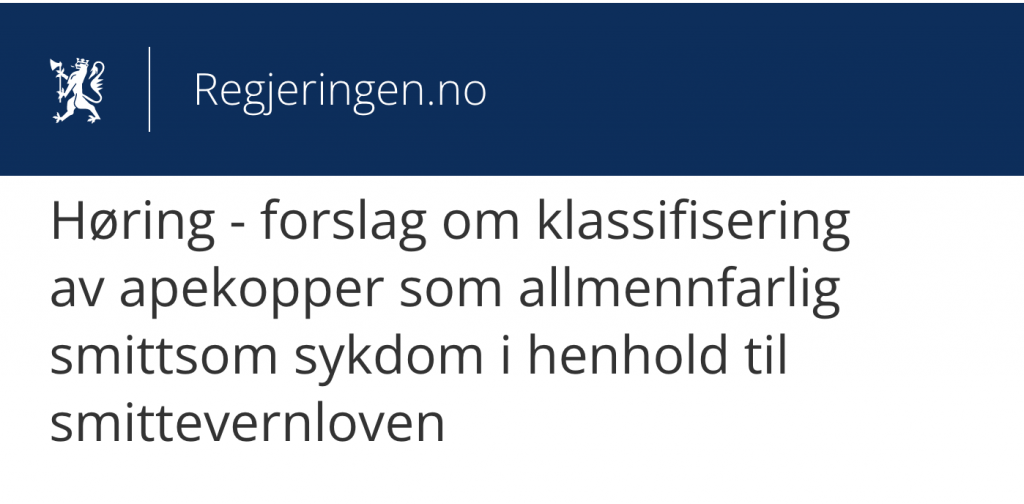 Høringssvar – om klassifisering av apekopper som en allmennfarlig ...